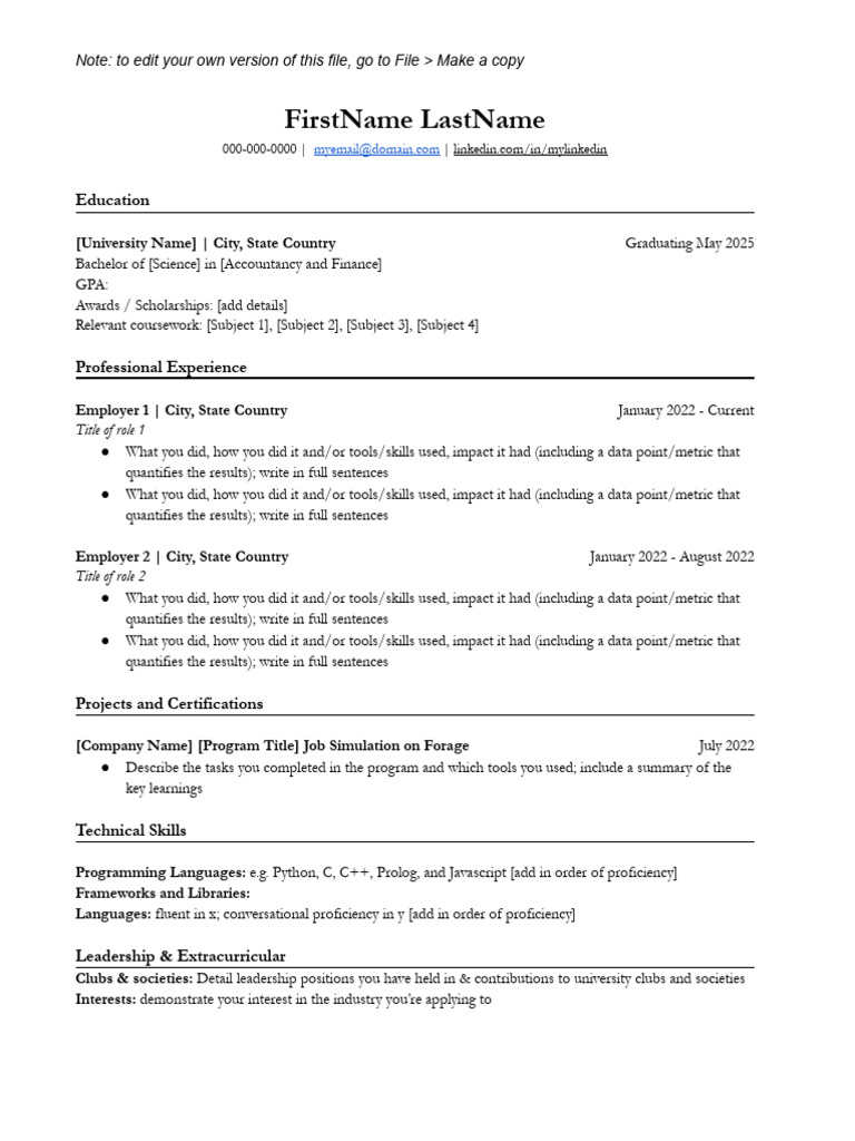 Forage Job Simulation Resume Guide | PDF
