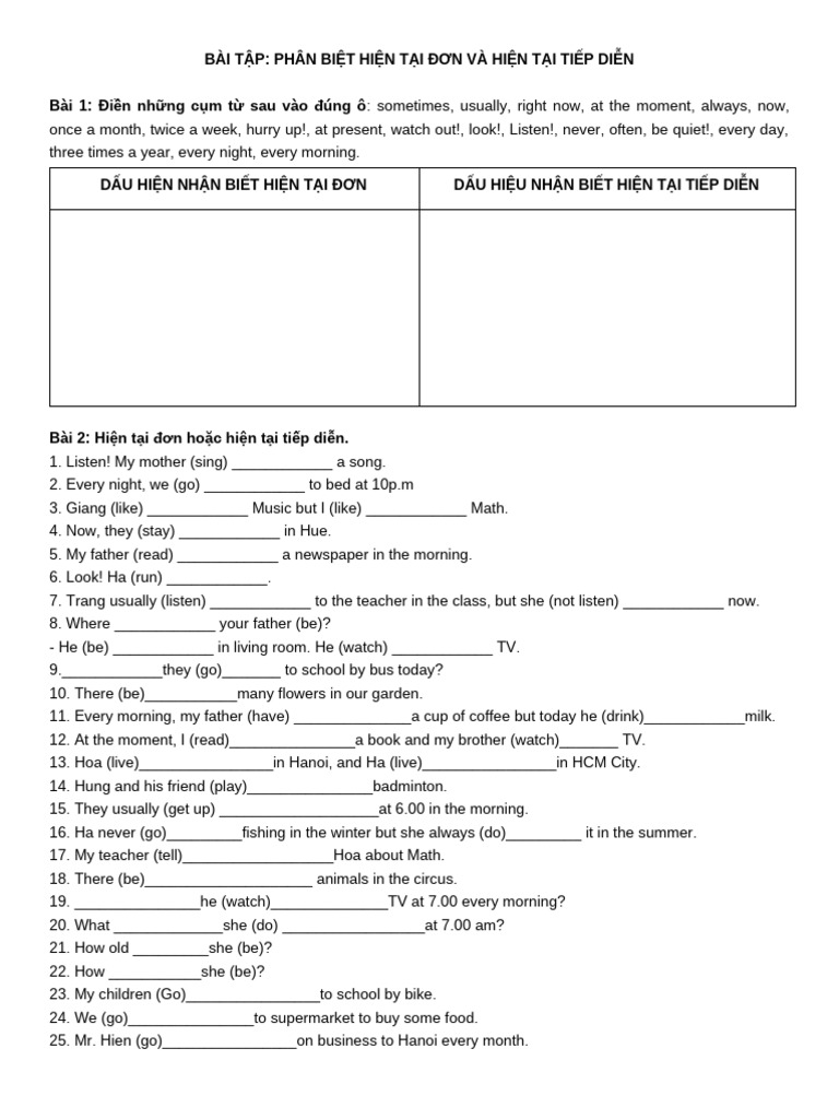 (BÀI TẬP) Phân biệt HTĐ và HTTD | PDF