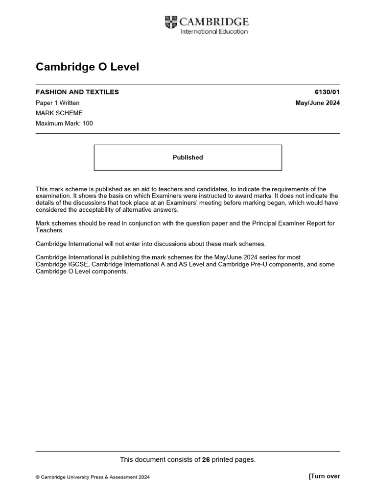 Cambridge O Level: Fashion and Textiles 6130/01 | PDF | Sewing Machine ...