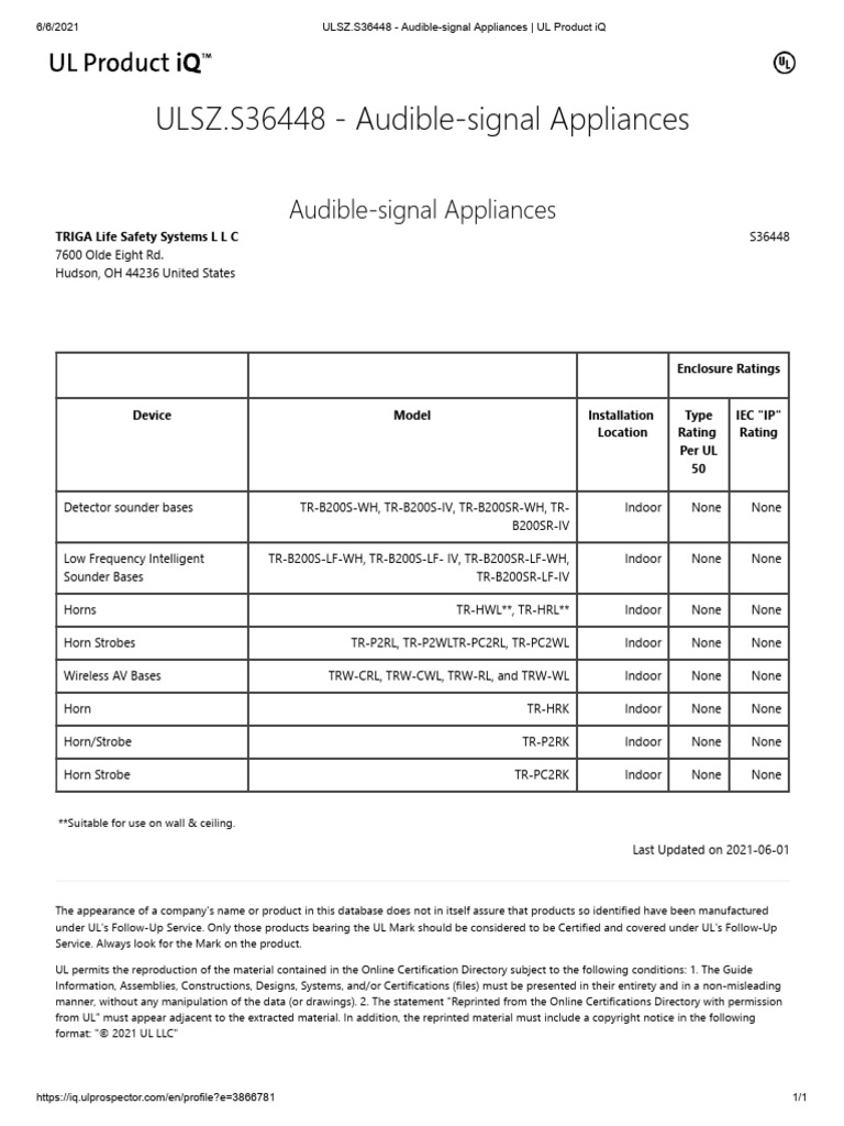 Audible-signal-Appliances-_-UL-Product-iQ | PDF | Information And ...