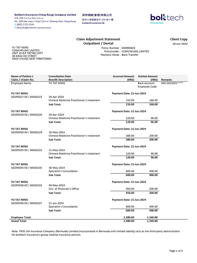 Settlement Report | PDF | Insurance | Physician