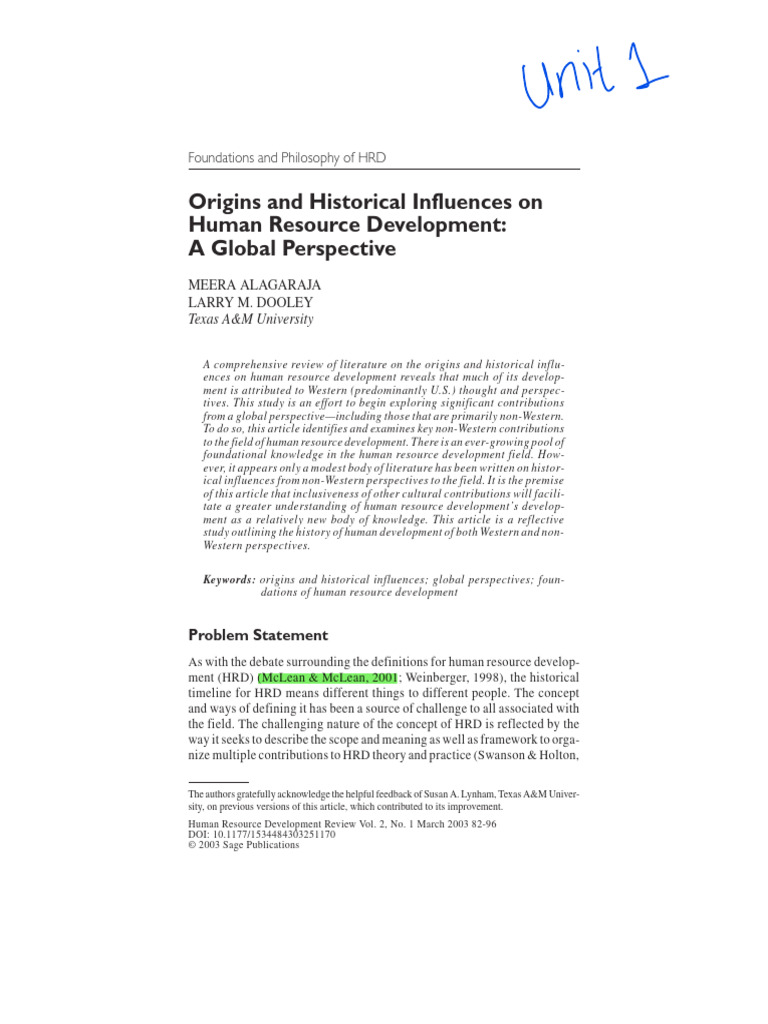 Origin & Historic Influence On HRD | PDF | Psychology | Employment