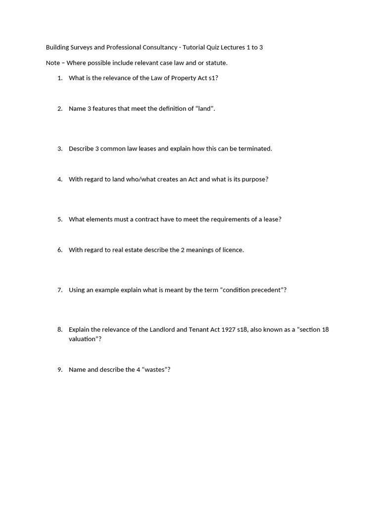 Tutorial Quiz | PDF