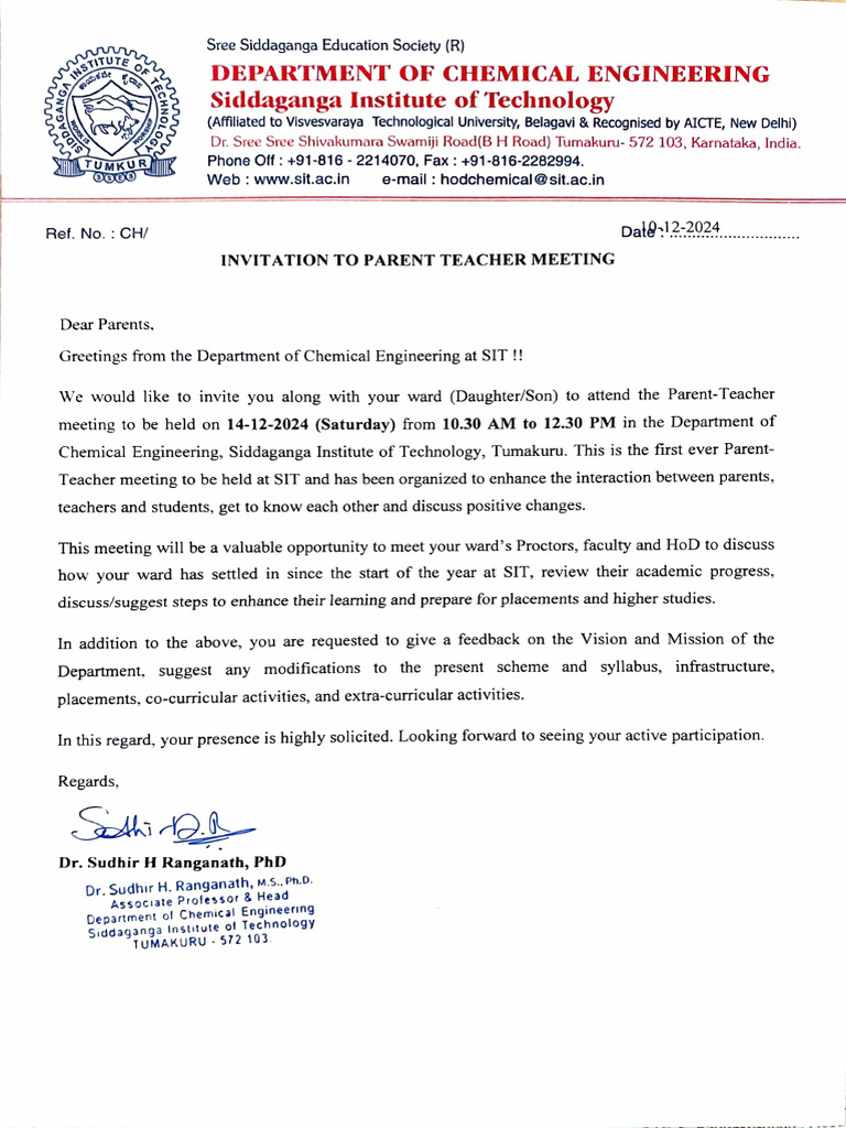 Parent-Teacher Meeting Invitation | PDF