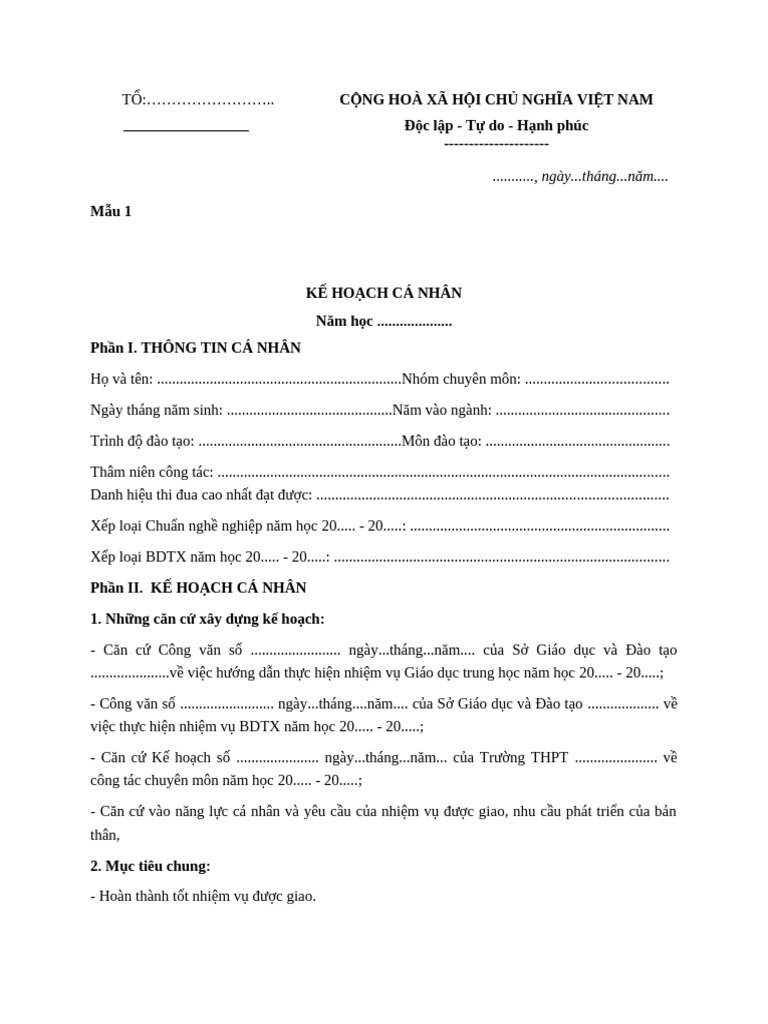 Ke Hoach CA Nhan THPT | PDF
