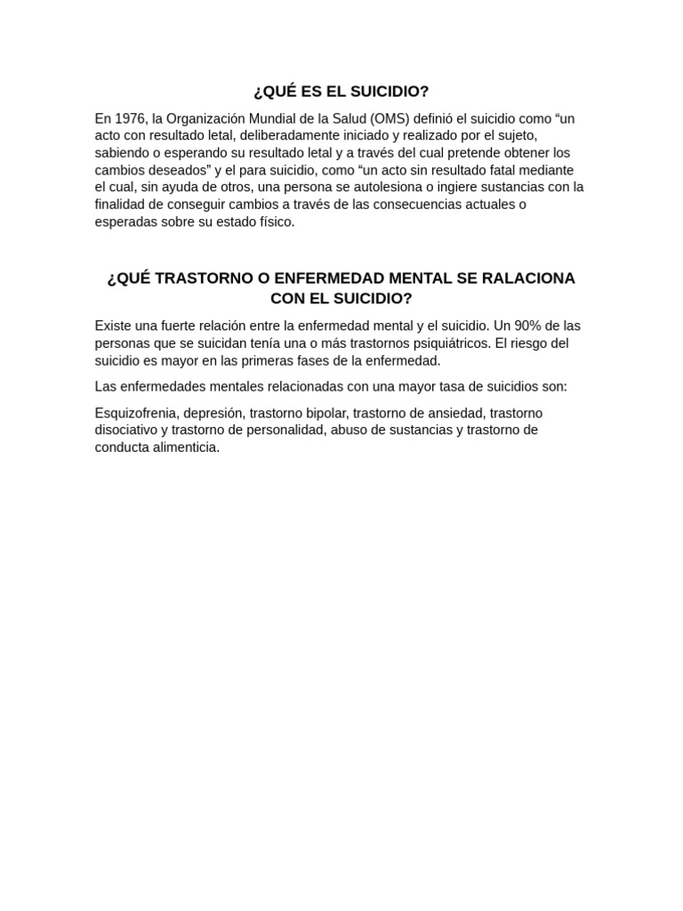 Qué Es El Suicidio | PDF