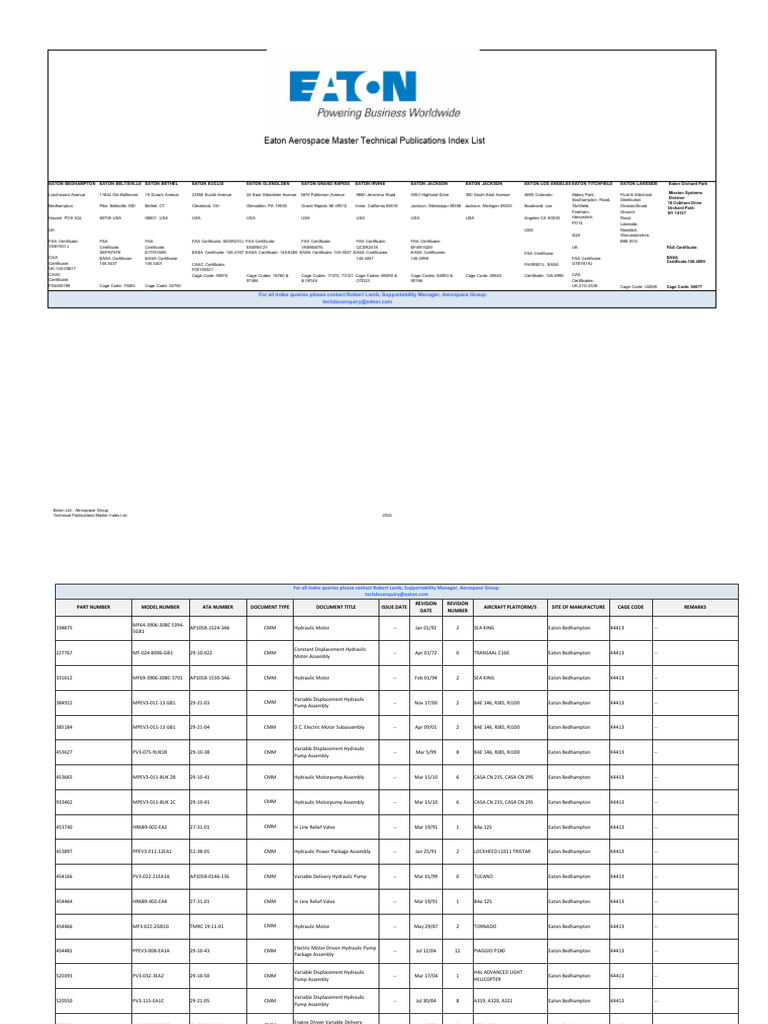 Eaton Aerospace Master Technical Publications Index | PDF | Airliner ...