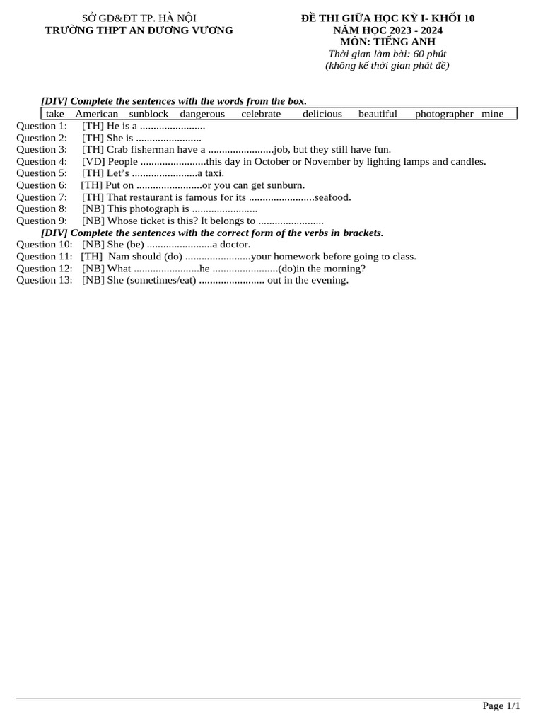 Grade 10 Midterm English Exam | PDF