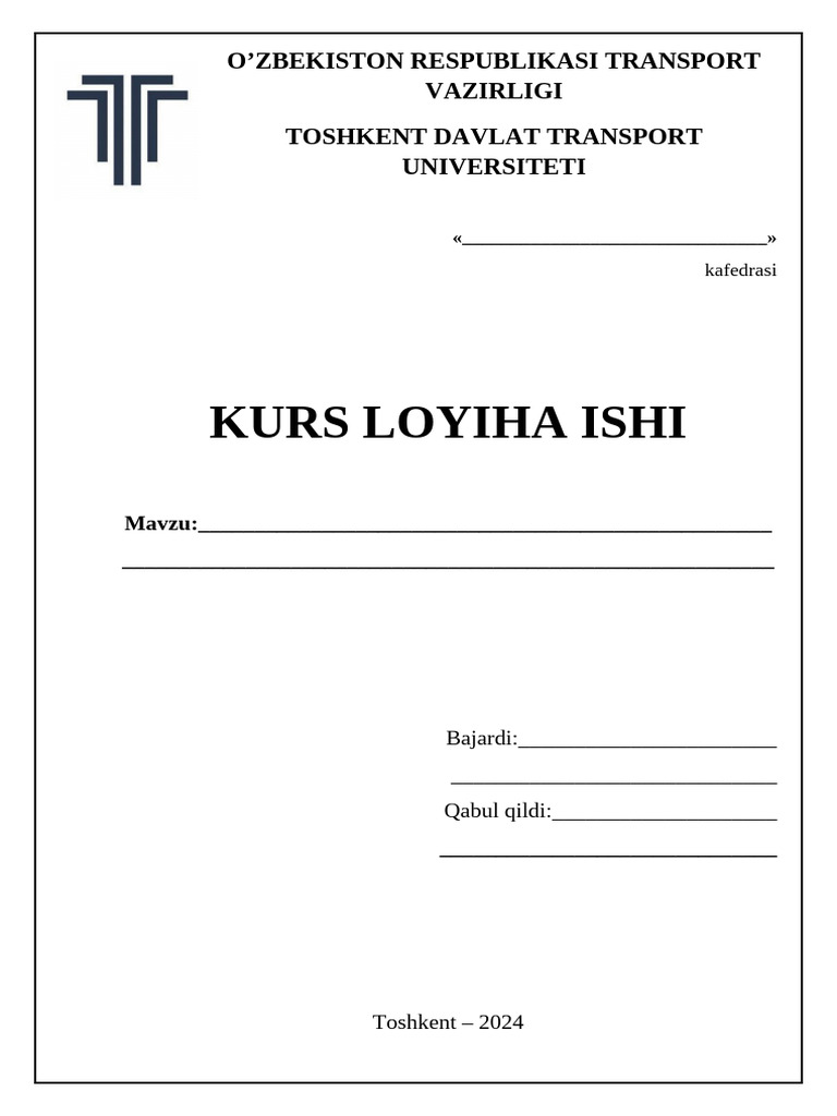 Kurs Loyiha ishi | PDF