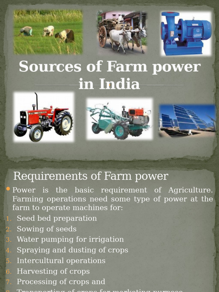 1.sources of Farm Power | PDF | Renewable Energy | Engines