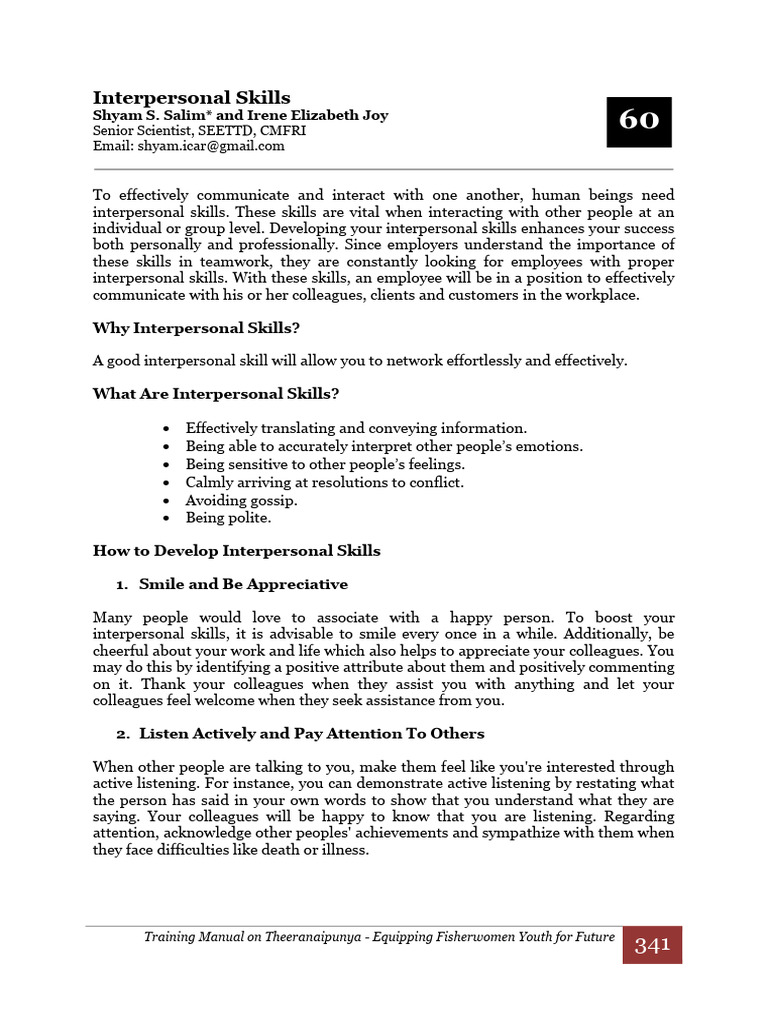 interpersonal skill | PDF | Social Skills | Communication