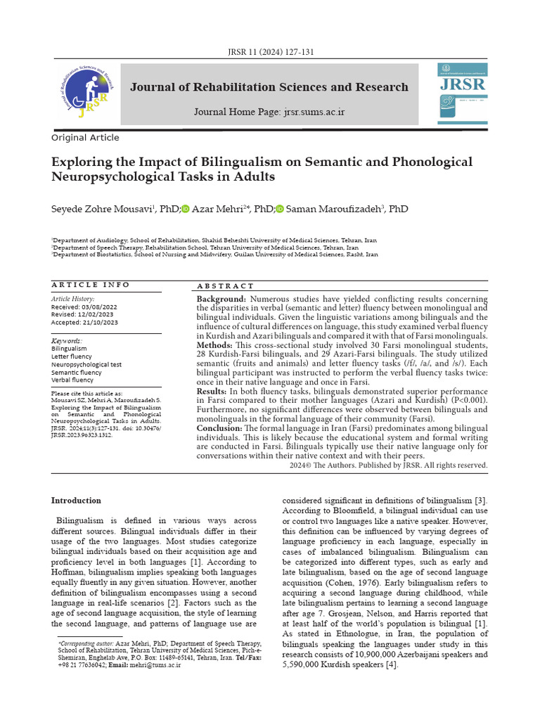 12. Mousavi et al. (2024) | PDF | Multilingualism | Fluency