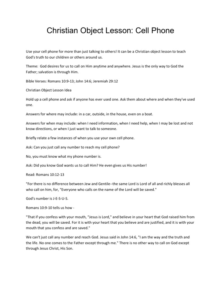 Christian Object Lesson | PDF | Epistle To The Romans | God