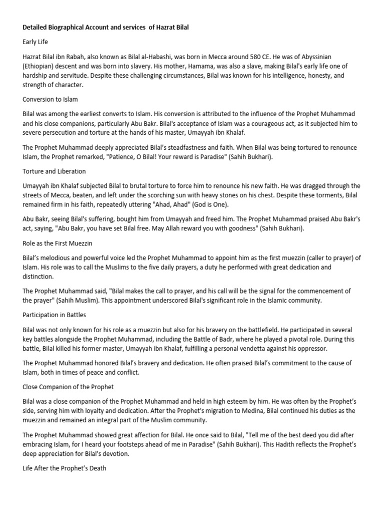 Hazrat Bilal, Hazrat Zaid, Hamza, Jafar | PDF | Muhammad | Banu Hashim