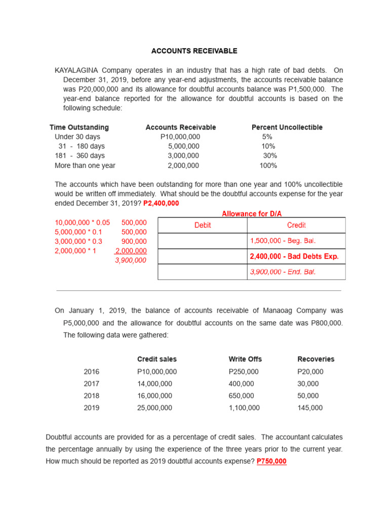 IA 1 - A_R Reviewer | PDF | Bad Debt | Debits And Credits