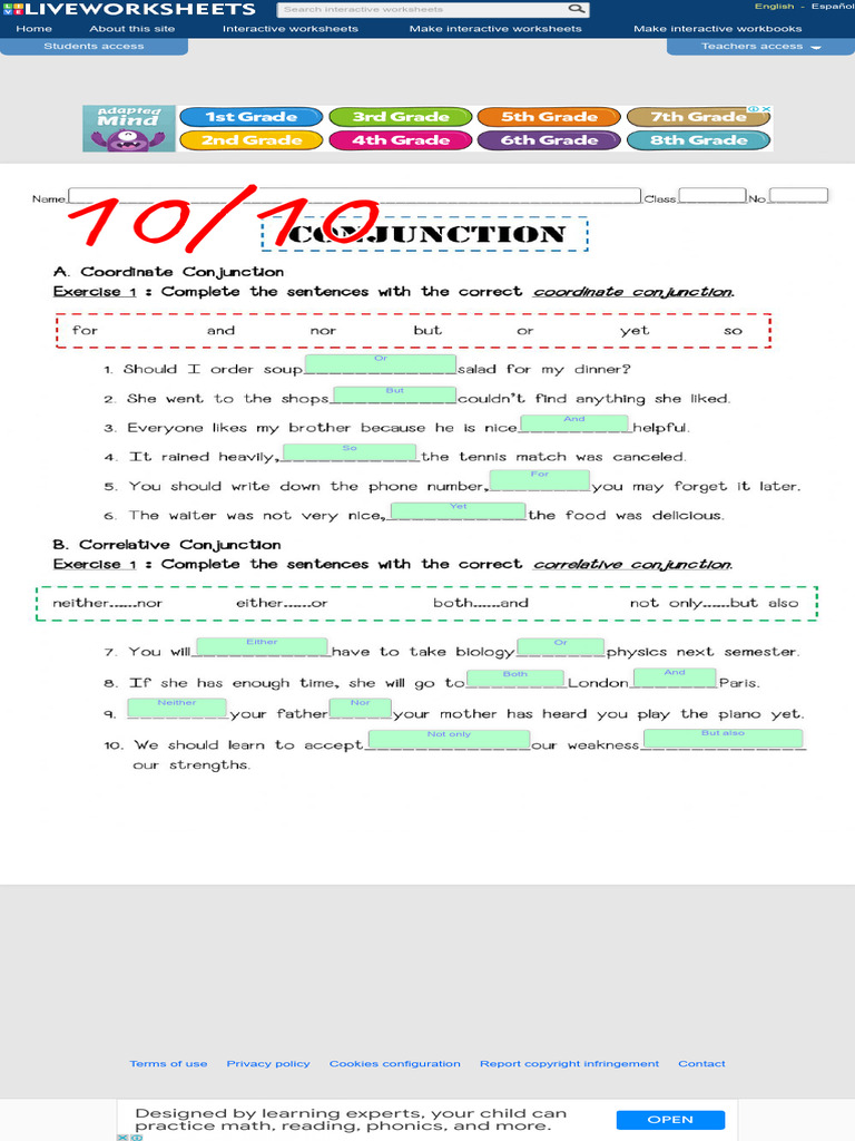 Conjunction interactive activity | PDF Conjunction interactive activity | PDF