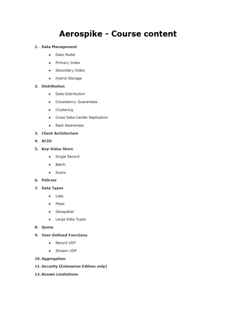 Aerospike - Course Content | PDF