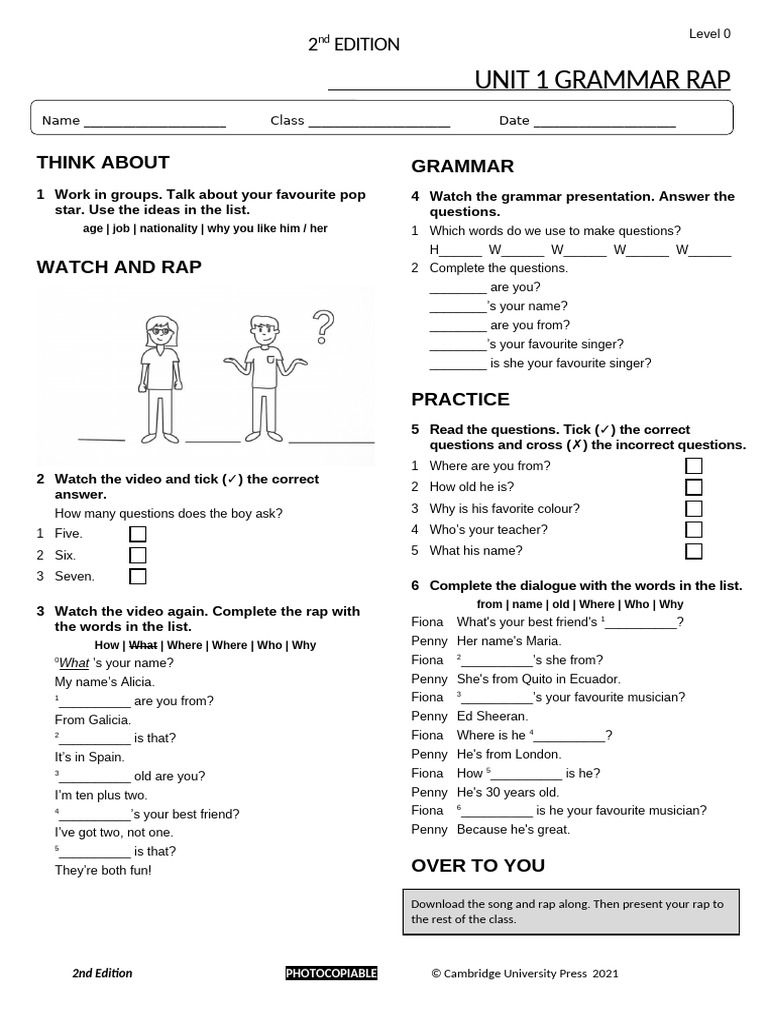 Thk2e_BrE_L0_Grammar_Rap_Unit_1 (1) | PDF