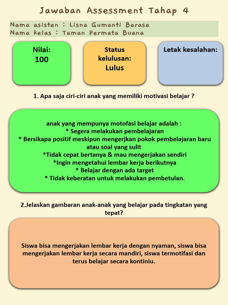 Hasil Assessment Tahap 4 Lisna Gumanti Barasa | PDF