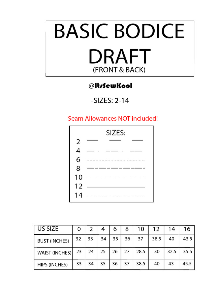 A4 Front and Back Basic Bodice Pattern | PDF