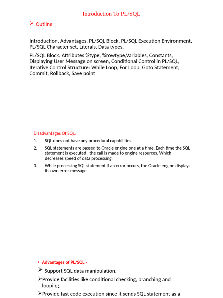 Introduction To PL SQL1 | PDF | Pl/Sql | Control Flow