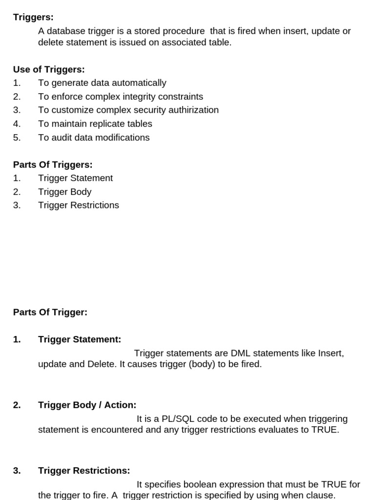 Triggers | PDF | Pl/Sql | Data Management Software