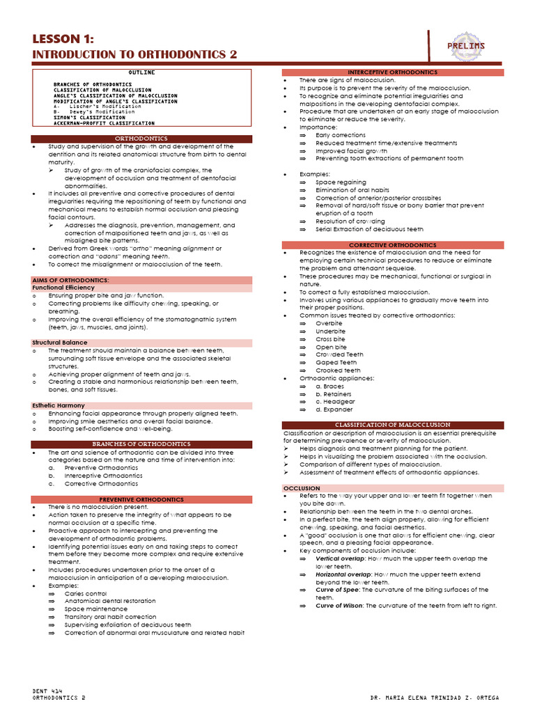 ORTHO 2 L1 Introduction To Ortho 2 | PDF | Orthodontics | Dental Anatomy