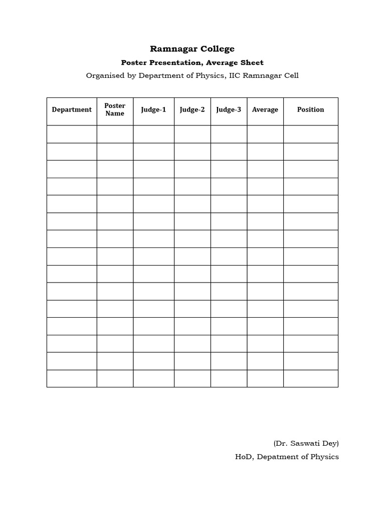 Poster Presentation Average Sheet | PDF