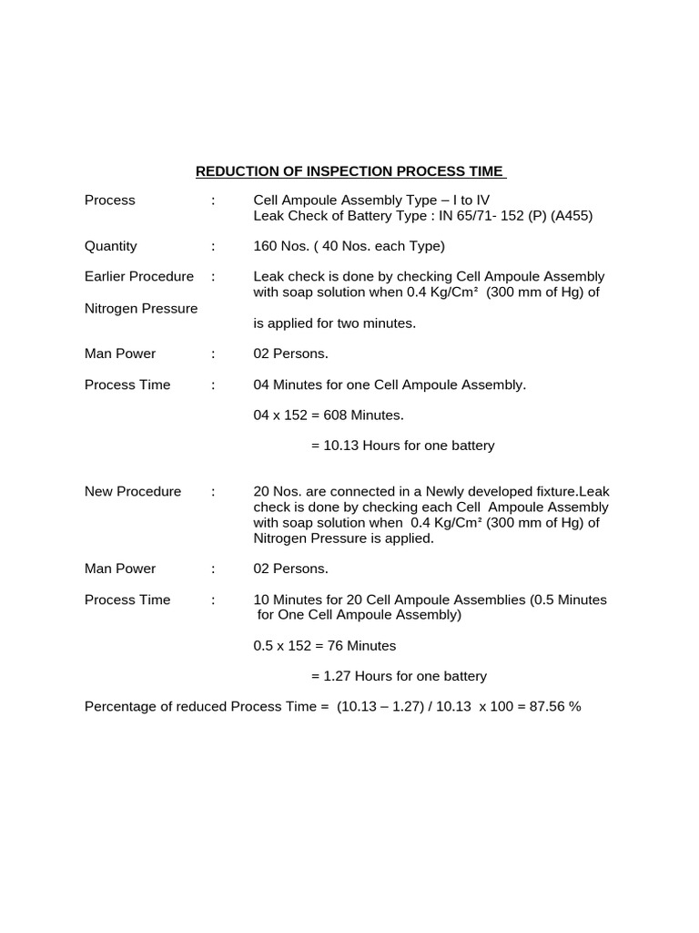 INSPECTION PROCESS TIME SAVING | PDF