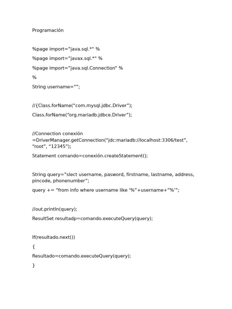 Programación para Base de Datos en JSP | PDF