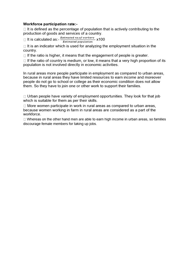 Workforce Participation Rate | PDF