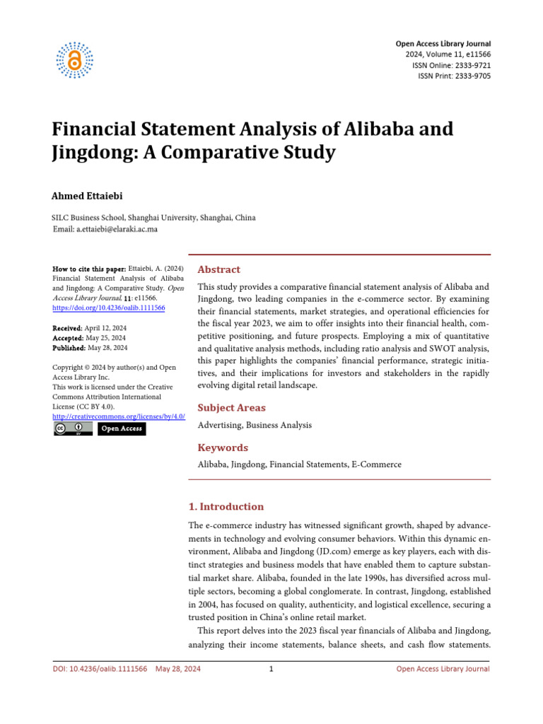 Financial Statement Analysis of Alibaba and Jingdo | PDF | Alibaba Group | E Commerce