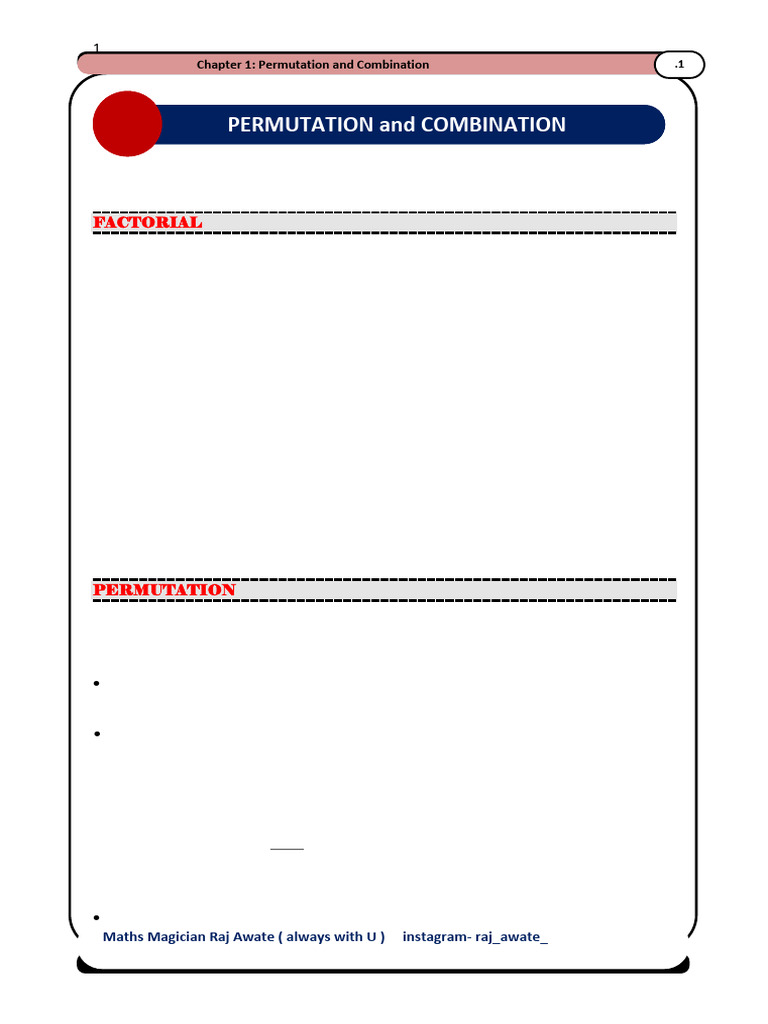 Permutation and Combination | PDF | Permutation | Mathematical Concepts