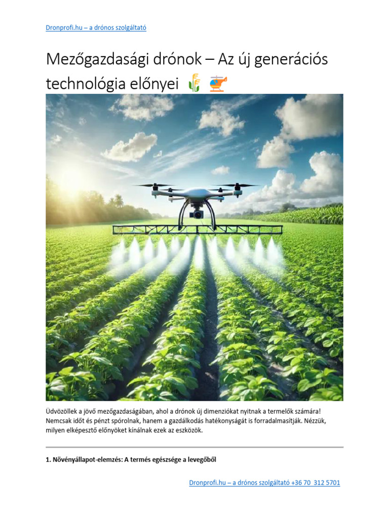 Mezőgazdasági Drónok - Az Új Generációs Technológia Előnyei ?? | PDF