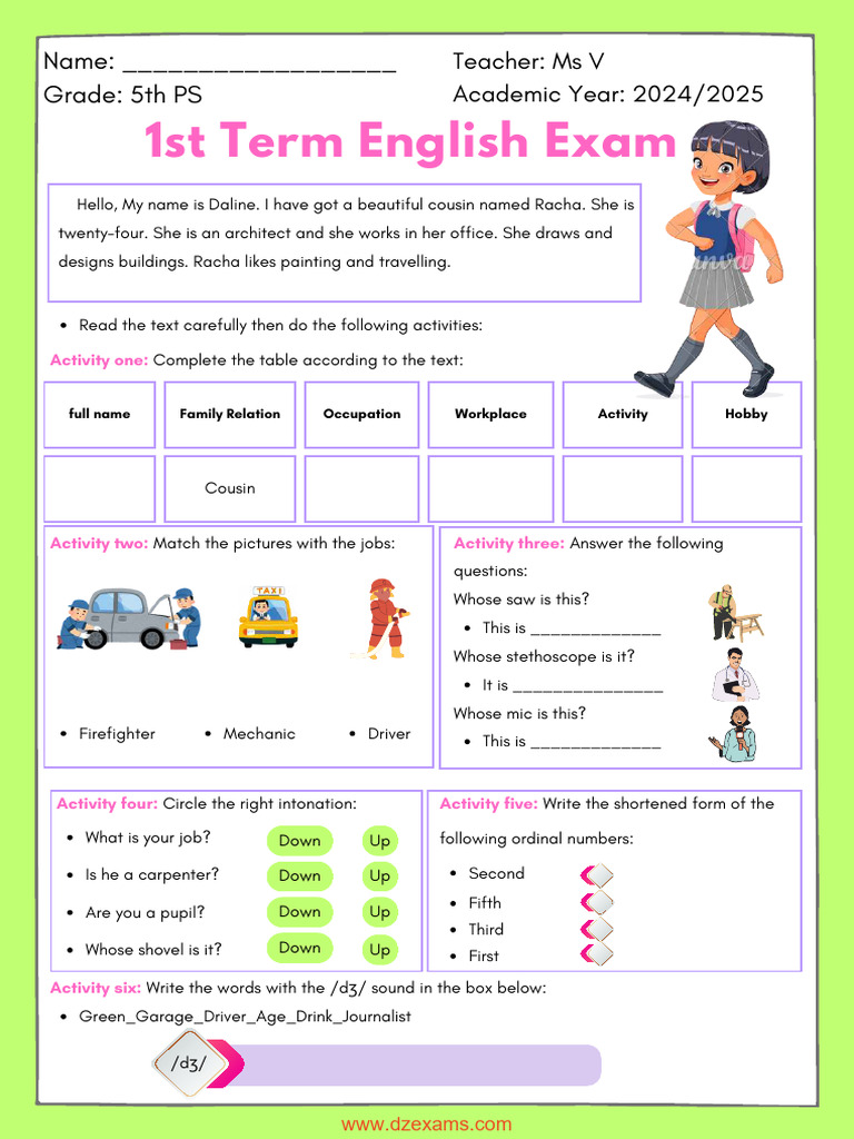 Dzexams 5ap Anglais 585086 | PDF