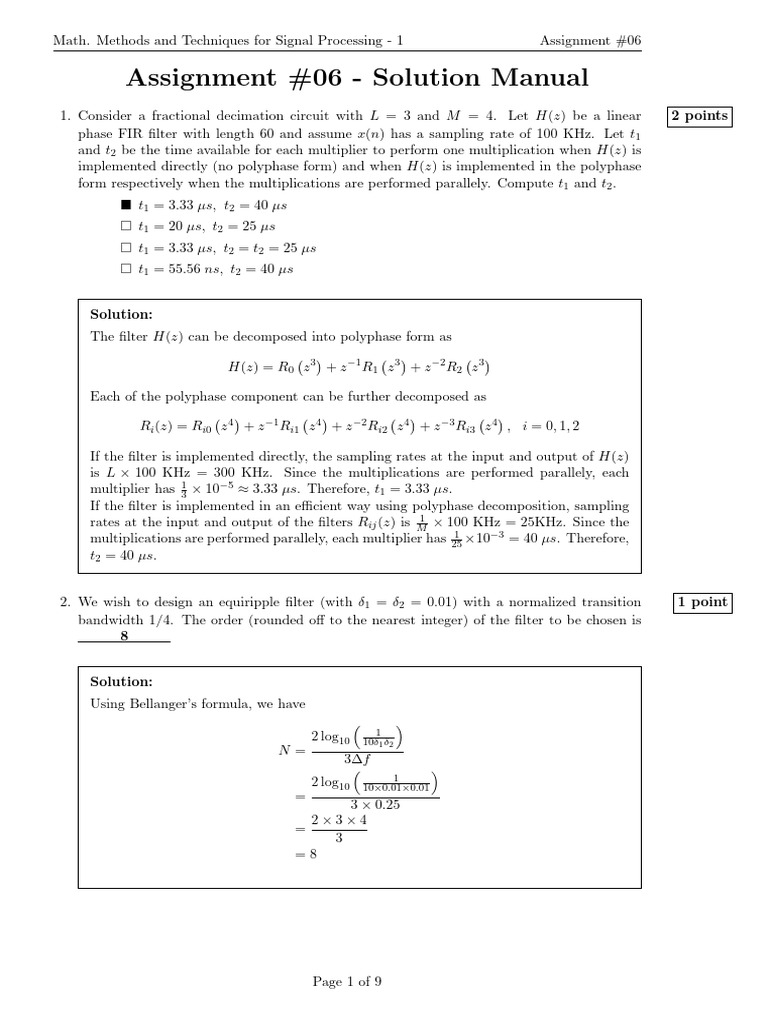 MOOC_2018_HW06-Solutions | PDF | Sampling (Signal Processing) | Telecommunications Engineering