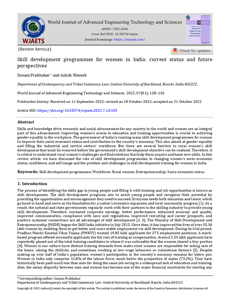 Women's Skill Development in India | PDF | Entrepreneurship | Labour ...