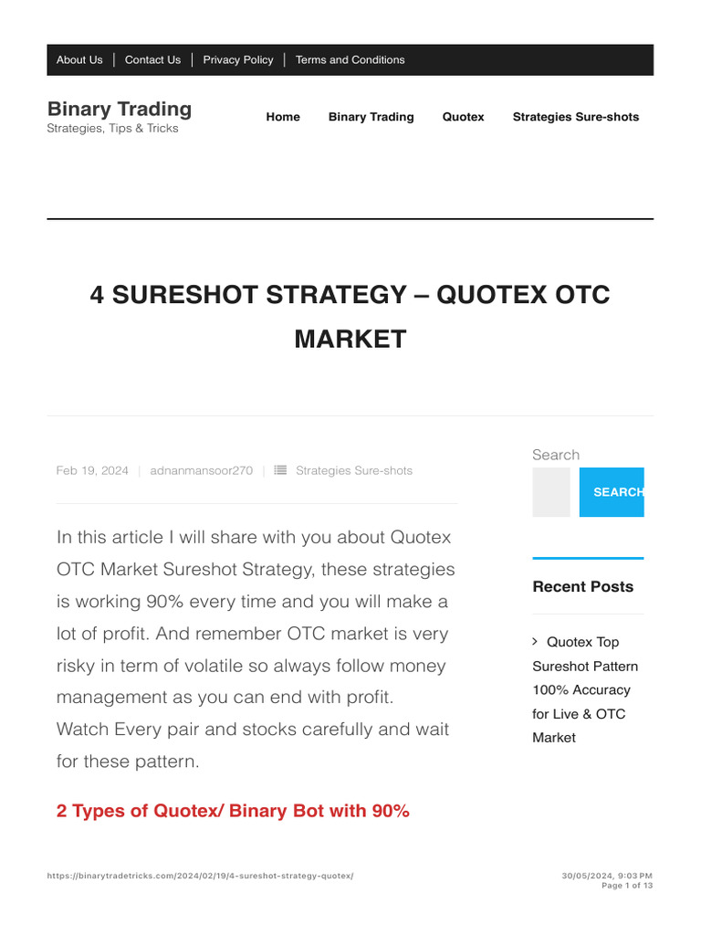 4 Sureshot Strategy - Quotex OTC Market - Binary Trading | PDF | Financial Markets