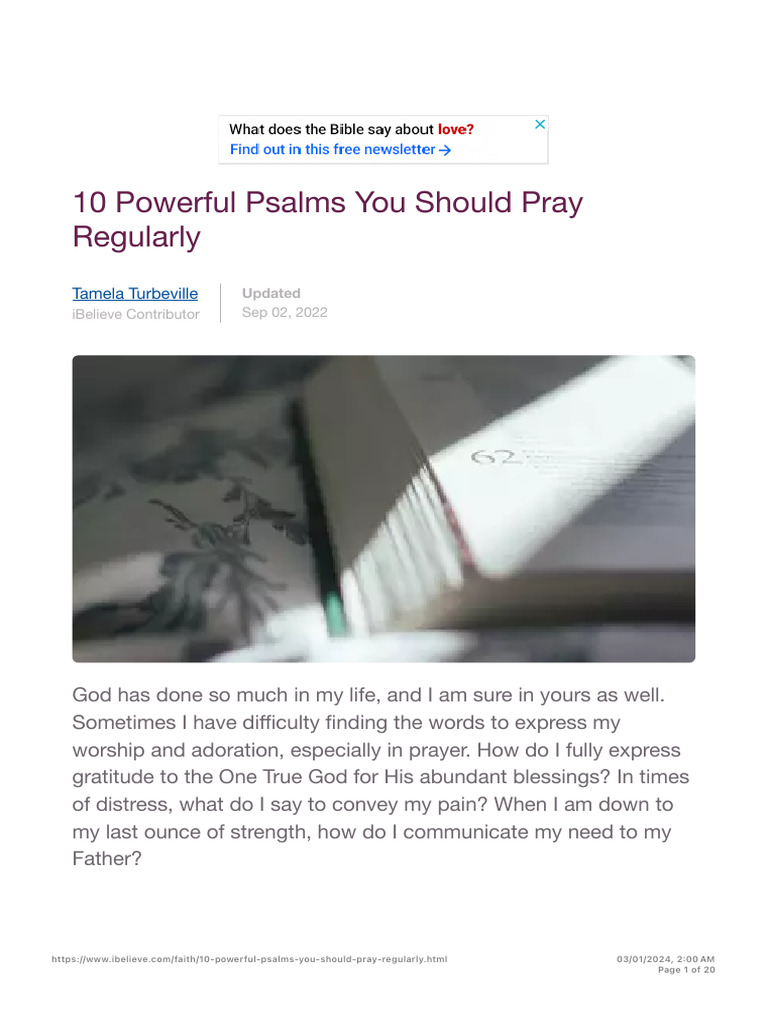 10 Powerful Psalm Prayers You Should Pray Regularly | PDF | Psalms | Prayer