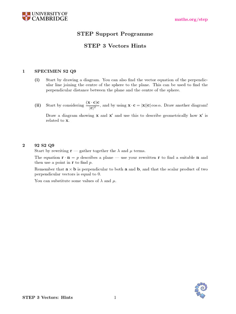 Vectors3 Hints | PDF | Sphere | Euclidean Vector