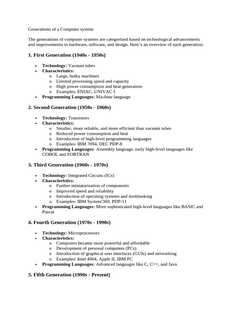 Generations of a Computer system&types of programming languages(16-08 ...