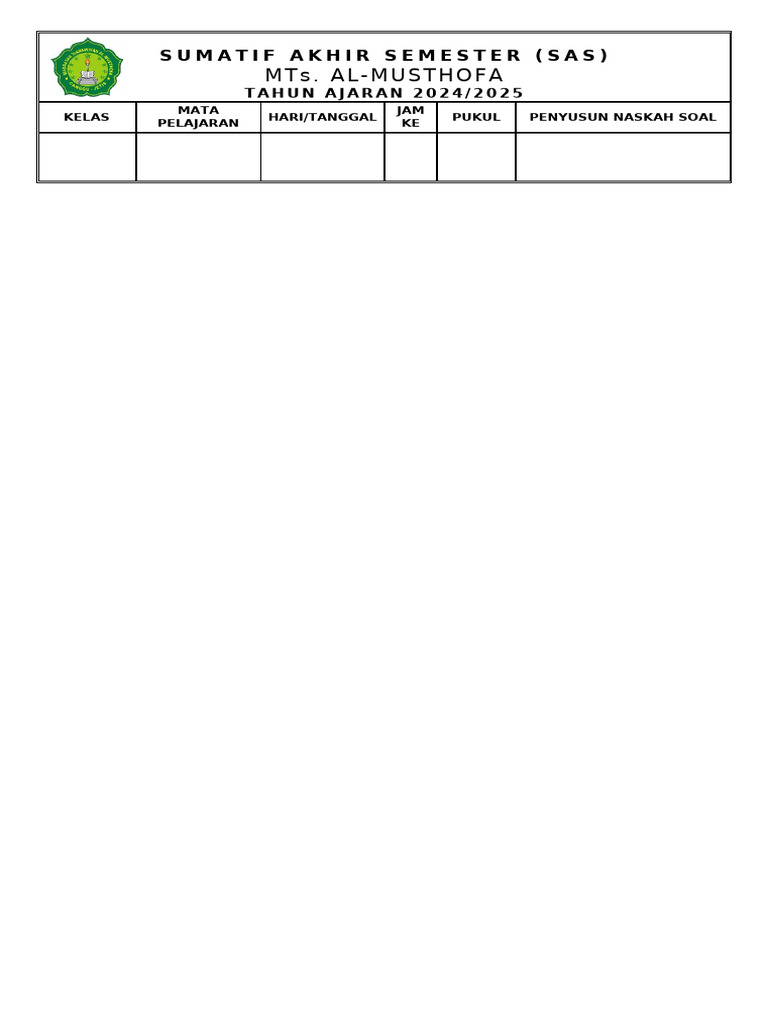 MASTER KOP SOAL SUMATIF AKHIR SEMESTER (SAS) 2024-2025 KELAS 7-8 | PDF