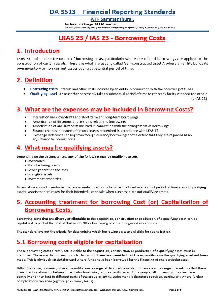 Lkas 23 - Borrowing Costs - (Ati- Sam) -Da 3513 Frs | PDF | Debt | Investing