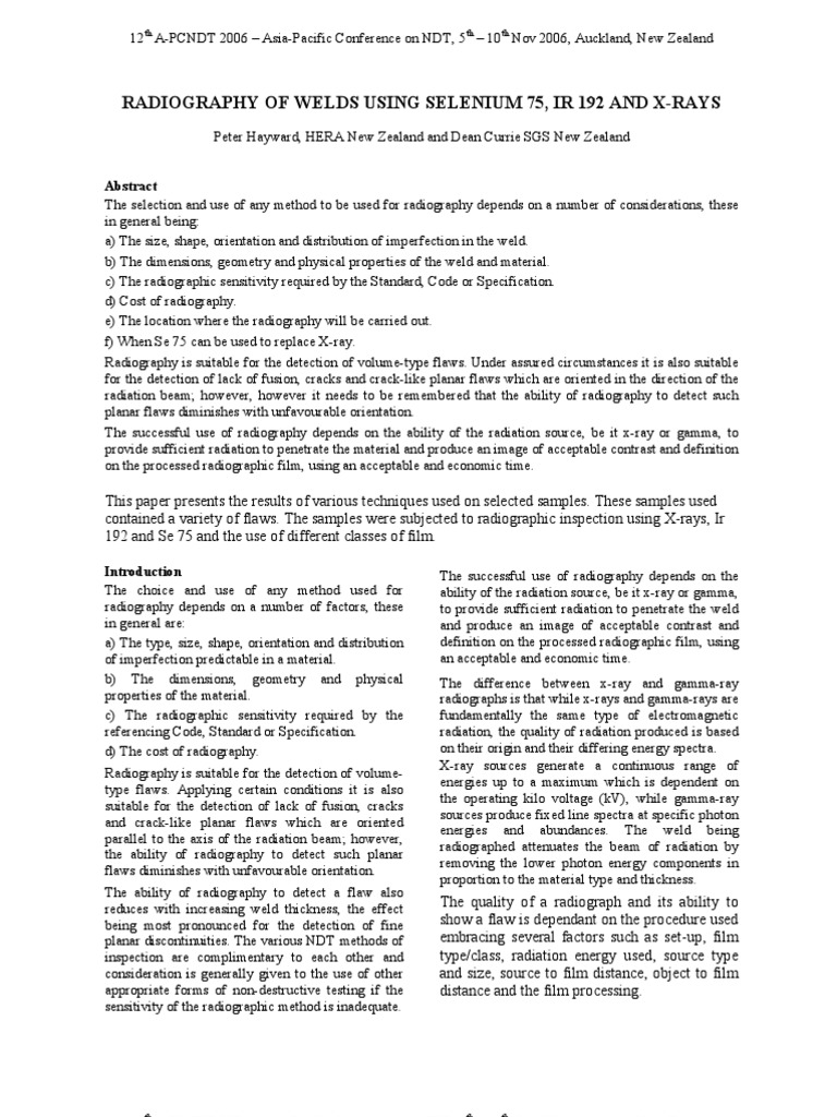 Selenium 75, Ir 192 and X-Rays | PDF
