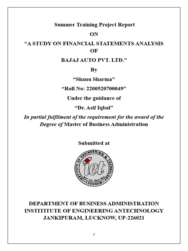 3rd Sem Mini Project SHANU SHARMA | PDF | Balance Sheet | Equity (Finance)