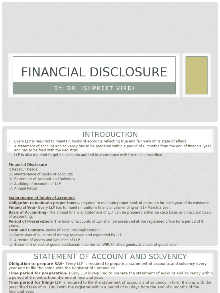 LLP Financial Disclosure Requirements | PDF | Limited Liability ...