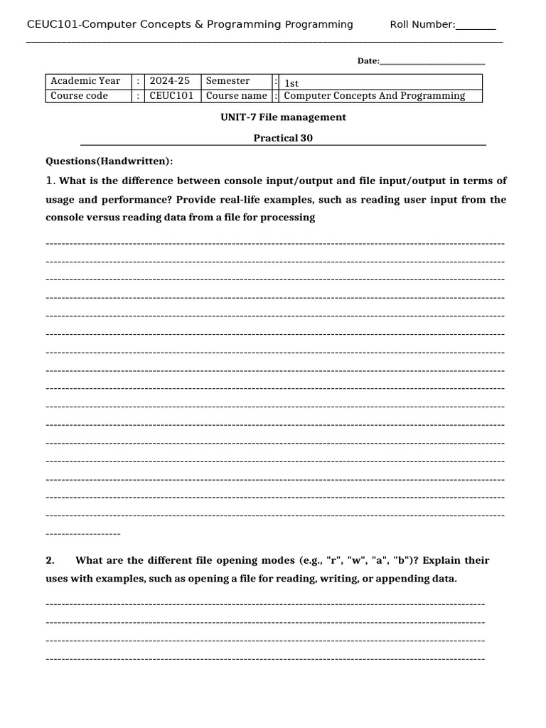 UNIT-7 | PDF | Computer Programming | Input/Output