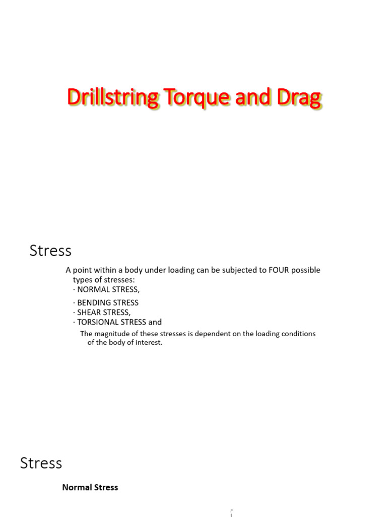 4-Drillstring Torque and Drag | PDF | Stress (Mechanics) | Bending