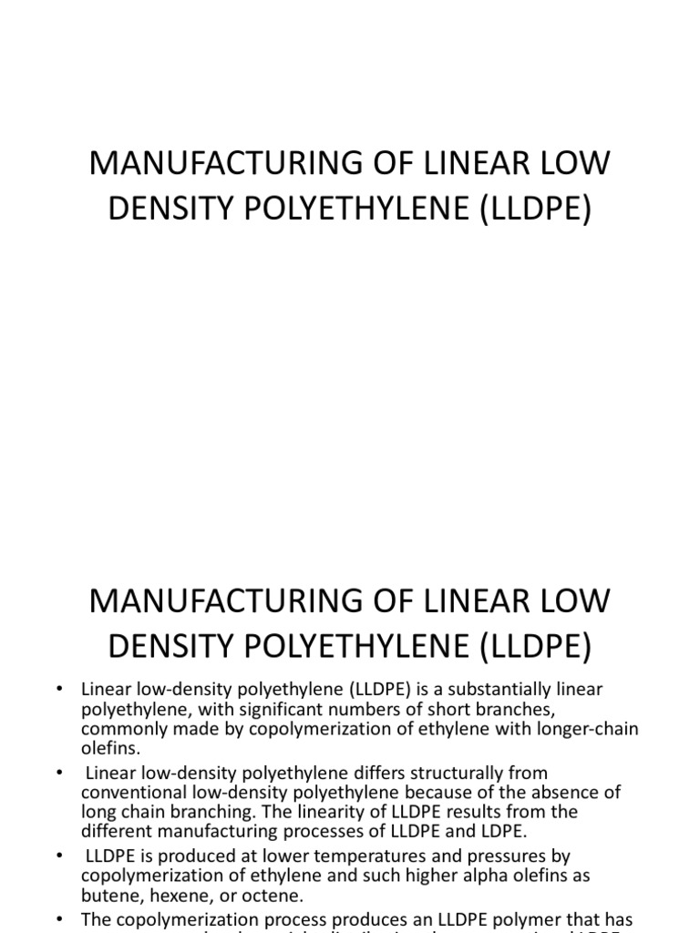Manufacturing of Linear Low Density Polyethylene (Lldpe | PDF