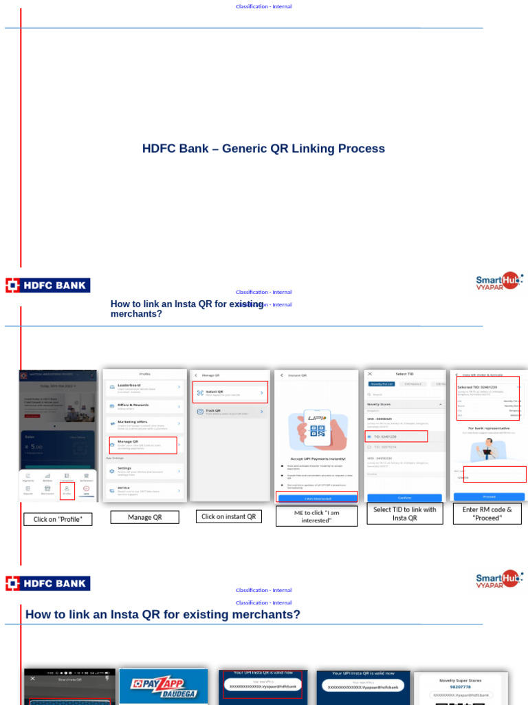 HDFC Bank Insta QR Linking Guide | PDF